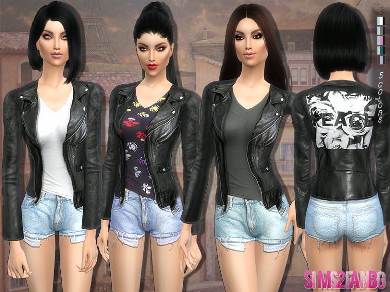 120 - Outfit with leather jacket | Outfit Clothes Mod Download