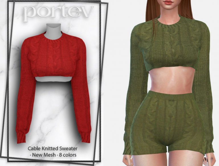 Cable Knitted Sweater | Sweater Clothes Mod Download