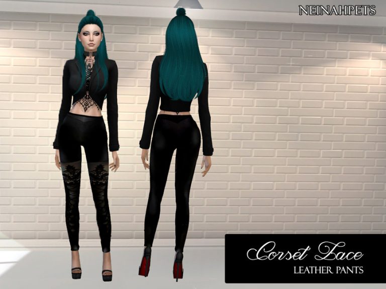 Corset Lace Leather Pants | Pants Clothes Mod Download