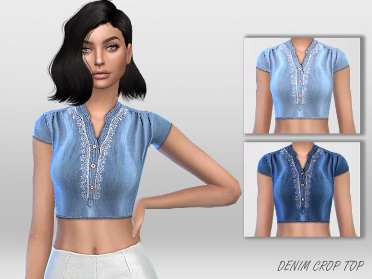 Denim Crop Top | Top Clothes Mod Download
