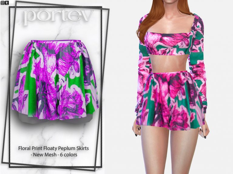 Floral Print Floaty Peplum Skirts | Skirt Clothes Mod Download