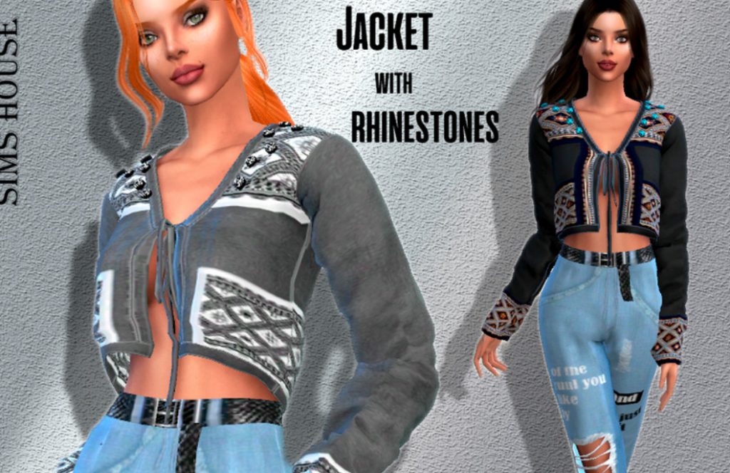 Jacket with rhinestones | Coat Clothes Mod Download