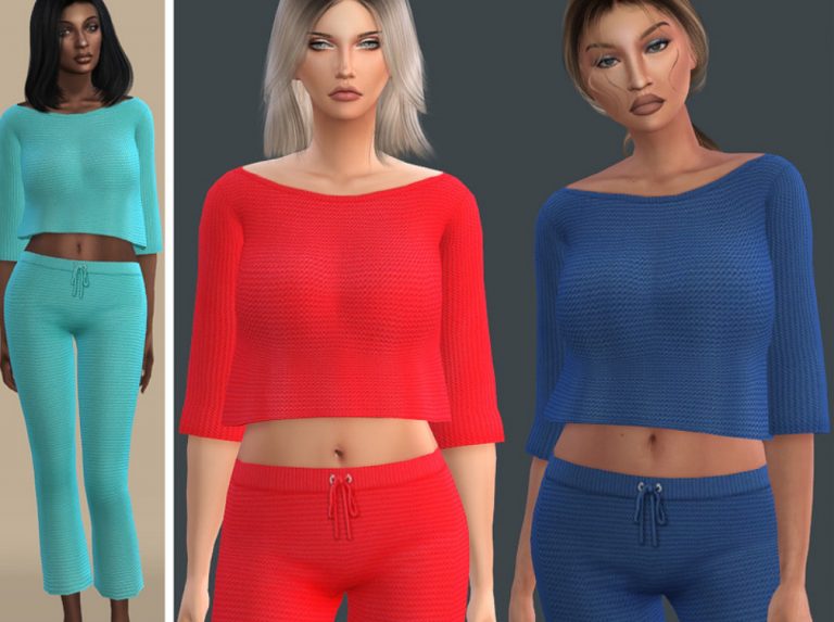 Knit Cropped Sweater - Set26-1 | Sweater Clothes Mod Download