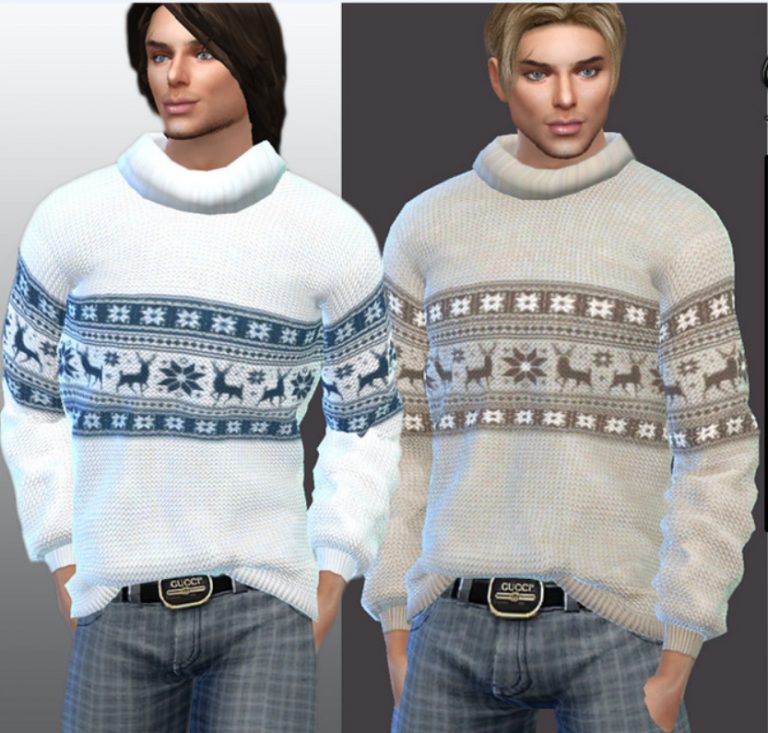 Men's sweater with scandinavian patterns | Sweater Clothes Mod Download