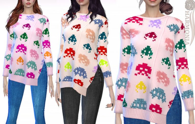 Retro Gamer Asymmetric Sweater | Sweater Clothes Mod Download
