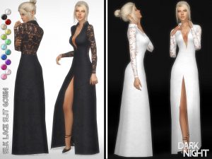 Silk Lace Slit Gown | Wedding Clothes Mod Download
