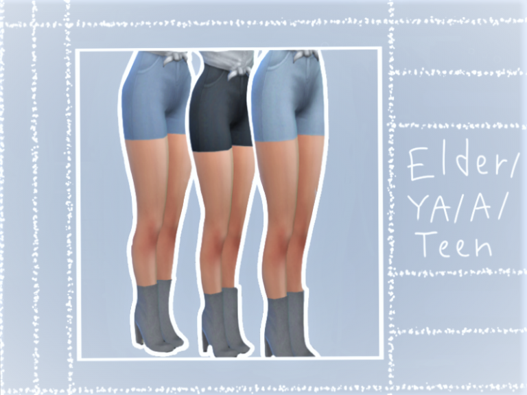 Sims 4 Plain High Waisted Jean Shorts-SP | Shorts Clothes Mod Download